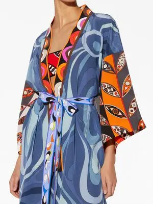 Emilio Pucci Graphic-print Silk Robe Minidress