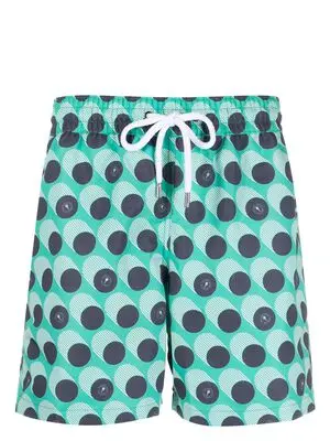 Frescobol Carioca Graphic Print Swim Shorts - Green