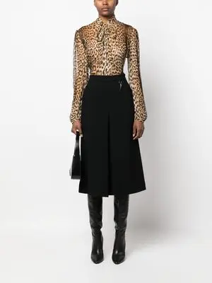 Roberto Cavalli Leopard-print Sheer Blouse