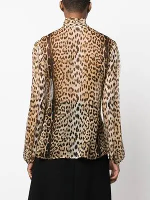 Roberto Cavalli Leopard-print Sheer Blouse