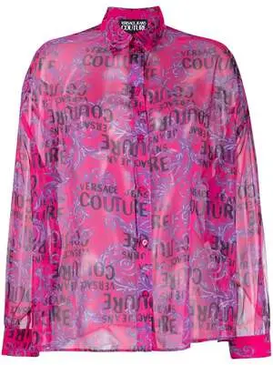 Versace Logo-print Long-sleeve Shirt - Pink