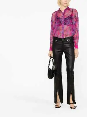 Versace Logo-print Long-sleeve Shirt - Pink