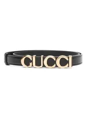 Gucci Logo-buckle Leather Belt - Black