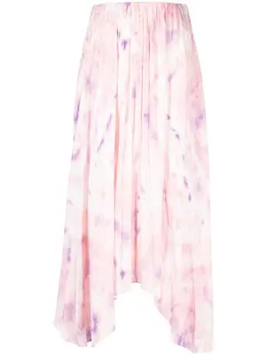 Maje Floral-print Asymmetric Pleated Skirt - Pink