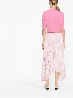 Maje Floral-print Asymmetric Pleated Skirt