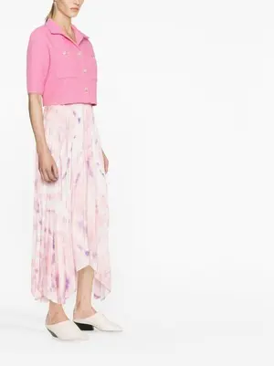 Maje Floral-print Asymmetric Pleated Skirt