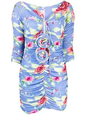 Magda Butrym Floral Appliqué Mini Dress - Purple