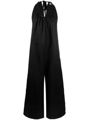 ALYSI Halterneck Satin Jumpsuit - Black