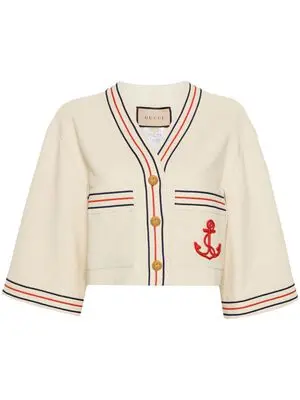Gucci Anchor Appliqué Cropped Cardigan