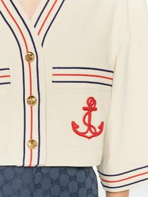 Gucci Anchor Appliqué Cropped Cardigan