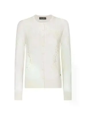 Dolce & Gabbana Dolce & Gabbana Lace-Inserts Buttoned Cardigan White