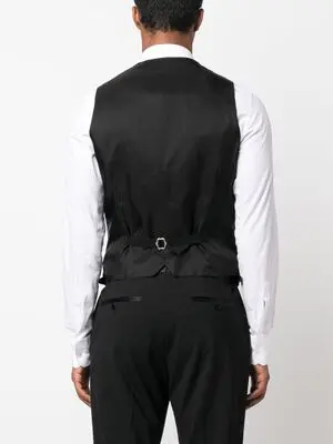 Tagliatore Button-down Cotton Waistcoat - Black