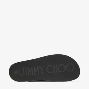 JIMMY CHOO Fayence Flat Leather Sandals With Pearl Embellishment - Black