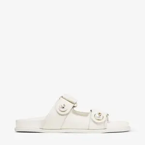 JIMMY CHOO Fayence Leather Flat Sandals - Neutral