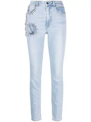 AREA Crystal-embellished Jeans