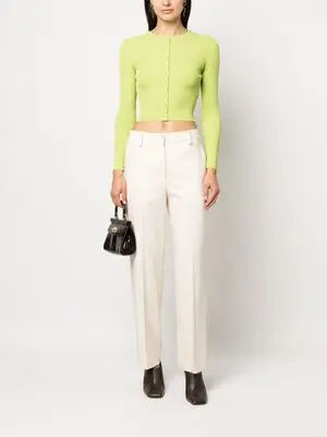 Tory Burch Cropped Ribbed-knit Cardigan