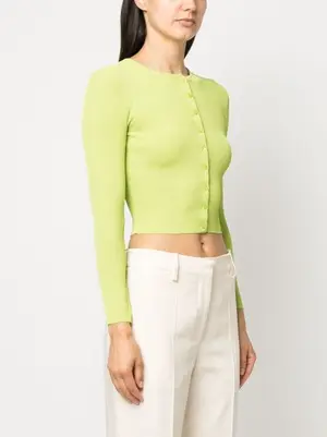 Tory Burch Cropped Ribbed-knit Cardigan