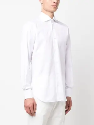 BARBA NAPOLI Spread-collar Cotton Shirt - White