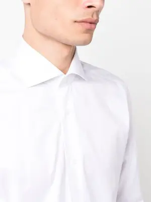 BARBA NAPOLI Spread-collar Cotton Shirt - White