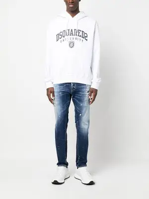Dsquared2 University Print Hoodie - White