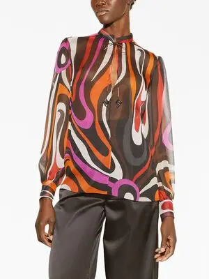 Emilio Pucci Wave-print Silk Blouse