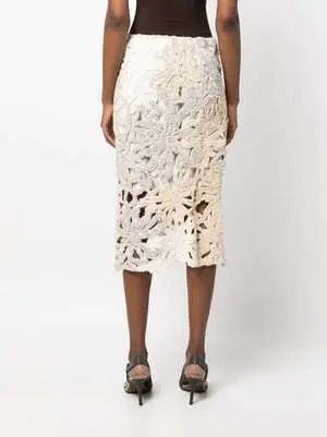 Brunello Cucinelli Embellished Crochet-knit Skirt