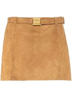 Miu Miu Belted Suede Miniskirt