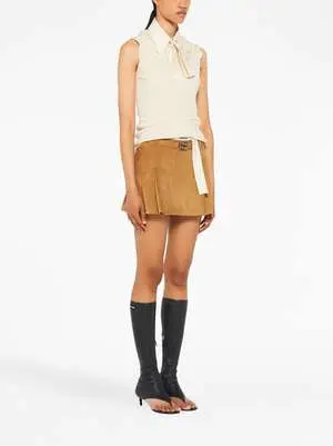 Miu Miu Belted Suede Miniskirt