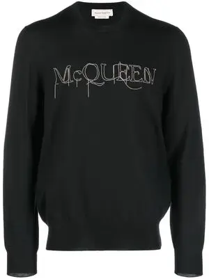 Alexander McQueen Embroidered-logo Cotton Jumper