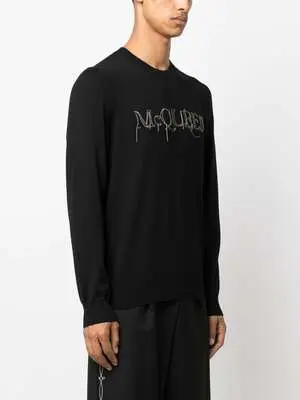 Alexander McQueen Embroidered-logo Cotton Jumper