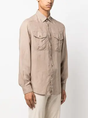 Brunello Cucinelli Two-pocket Long-sleeved Shirt - Brown