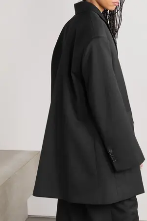 Wardrobe.NYC Double-breasted Grain De Poudre Wool Coat - Black