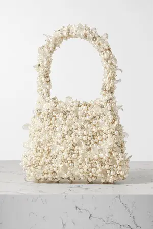 CLIO PEPPIATT Crystal And Pearl Embellished Tulle Bag