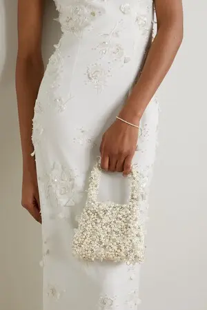 CLIO PEPPIATT Crystal And Pearl Embellished Tulle Bag