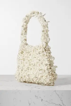 CLIO PEPPIATT Crystal And Pearl Embellished Tulle Bag
