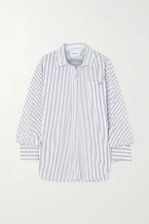 FRAME The Oversized Striped Cotton-blend Poplin Shirt