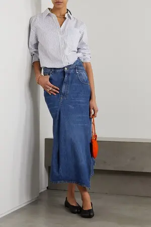 FRAME The Oversized Striped Cotton-blend Poplin Shirt