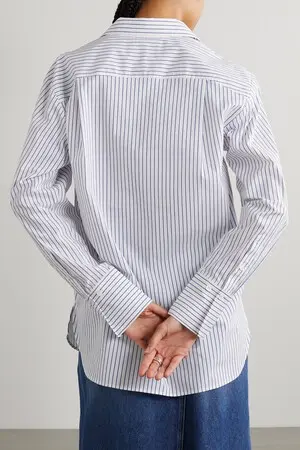 FRAME The Oversized Striped Cotton-blend Poplin Shirt