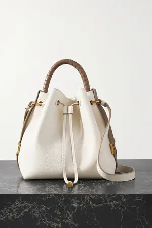 Chloé Chloé Marcie Textured-Leather Bucket Bag White