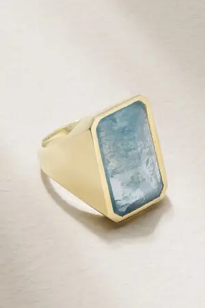 Irene Neuwirth Classic Bezel Cigar 18-karat Aquamarine Ring