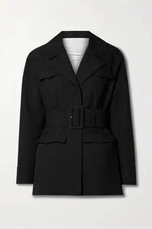 Another Tomorrow Net Sustain Belted Organic Cotton Blazer