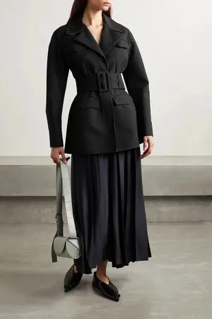 Another Tomorrow Net Sustain Belted Organic Cotton Blazer