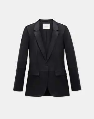 Lafayette 148 New York Nappa Leather Single Button Blazer