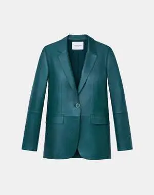 Lafayette 148 New York Nappa Leather Single Button Blazer
