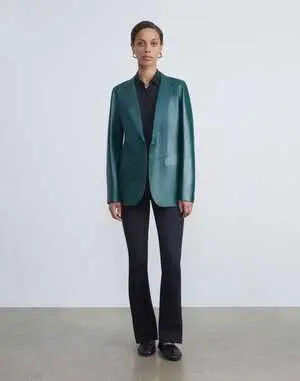 Lafayette 148 New York Nappa Leather Single Button Blazer