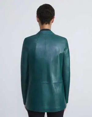 Lafayette 148 New York Nappa Leather Single Button Blazer