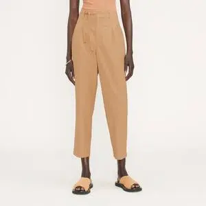 Everlane Poplin Pleated Tapered Pants - Caramel