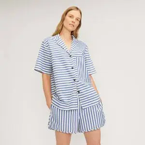 Everlane Oversized Poplin Shirt Mazarine Blue/bone White