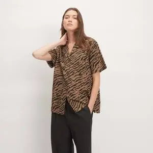 Everlane Oversized Poplin Shirt Tiger Stripe Light Brown