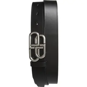 Balenciaga Intertwining Twin-b Leather Belt - Black
